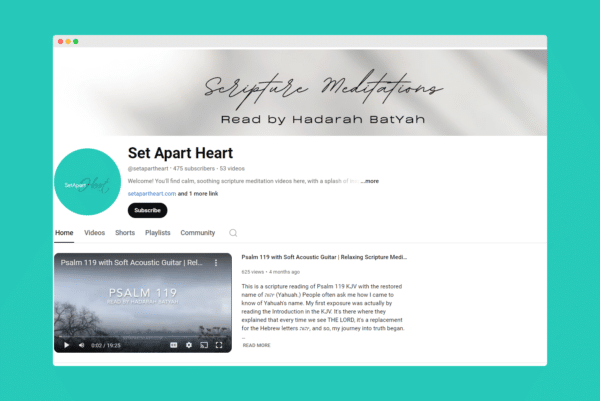 Hadarah BatYah Launches New YouTube Channel "Set Apart Heart" - Yahudah ...